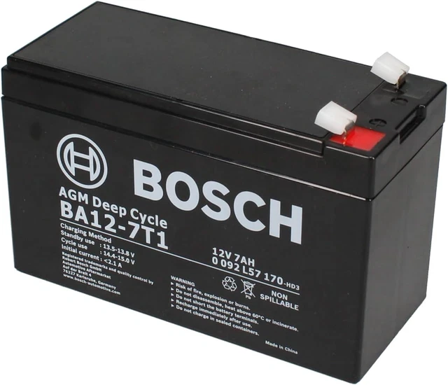 BOSCH BA12-7T1 VRLA AGM Rechargeable Deep Cycle Standby Battery, 12V ...