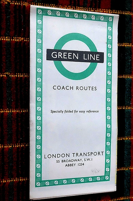 LONDON TRANSPORT GREEN LINE COACHES BUS MAP 1964 464/1266S/250 M (No.1 ...