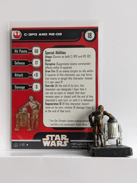 C-3PO AND R2-D2 - Star Wars Miniatures - WOTC - #5/60 - With Card £10. ...