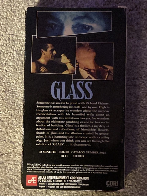 GLASS VHS ATLAS Entertainment Horror Rare 1989 Slasher Lovell Halloween ...