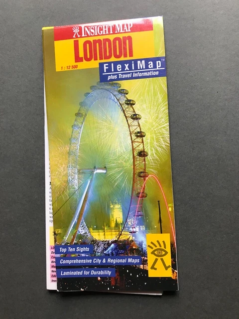 2002 LONDON INSIGHT Map Fleximap Laminated Tourist Map London Eye £4.00 ...