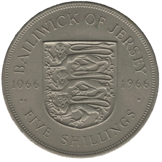 1966 JERSEY – Five Shillings Coin – Elizabeth II – Pre-Decimal Issue £5 ...