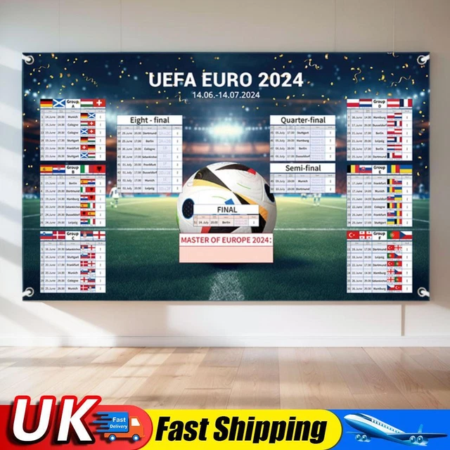 EURO 2024 WALL Chart 110x180cm Fixtures Poster for Family Friends Fans ...