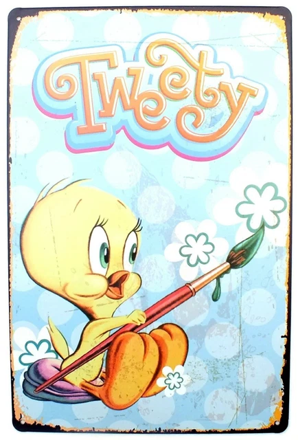 LOONEY TUNES WARNER Bros Tweety Pie Cartoon Tin Metal Door Wall Sign £5 ...