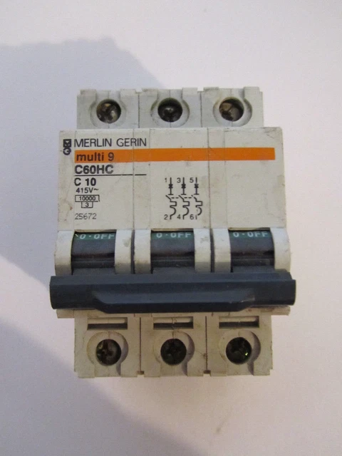 MERLIN GERIN MULTI 9 C60Hc C10 25672 3 Pole Mcb Circuit Breaker Used $45.00 - PicClick AU