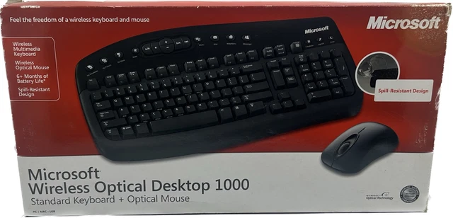 MICROSOFT WIRELESS OPTICAL Desktop 1000 Keyboard and Mouse $19.99 ...