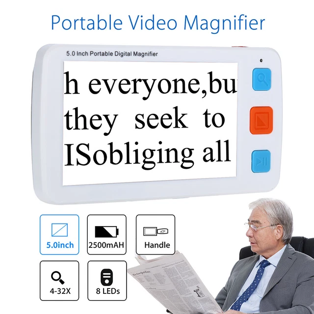 5INCH DIGITAL VIDEO Smart Magnifier Low Vision Reading Aid Pocket For ...
