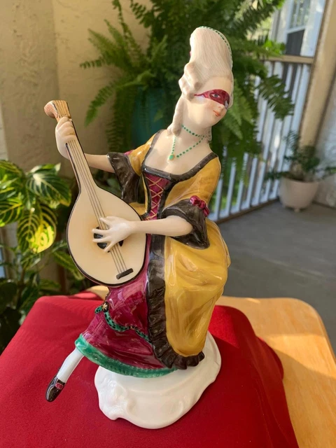 VINTAGE ROSENTHAL BAVARIA Masked Lady Figurine Playing Mandolin Repair ...