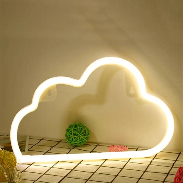LED HANGING NEON Lamp Cartoon Cloud USB Battery Operated Party Wall ...