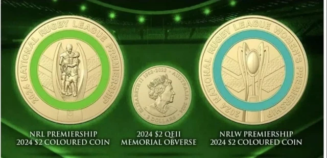 2024 NRL AND NRLW $2 Coloured Coin. ( 2 Coins ) $14.50 - PicClick AU