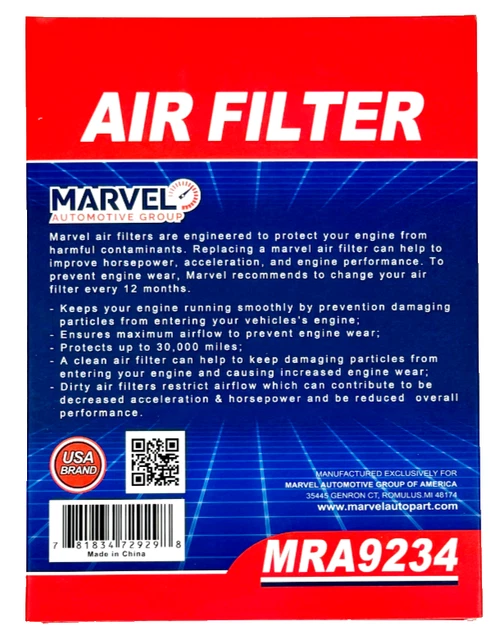 MARVEL AIR FILTER MRA9234 (68542769AA) for Jeep Grand Cherokee 2022 ...