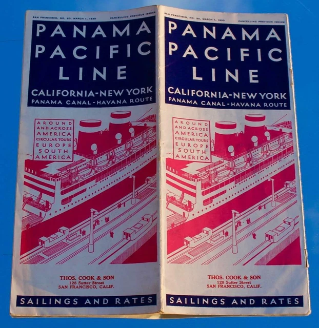 PANAMA PACIFIC LINE Sailings And Rates Foldout Brochure March 1930 £35. ...