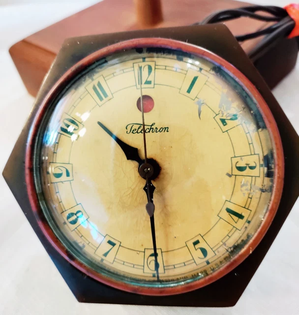 VTG TELECHRON ELECTRIC Octagonal Clock Bakelite "DAPHNE" Works! 1930's ...