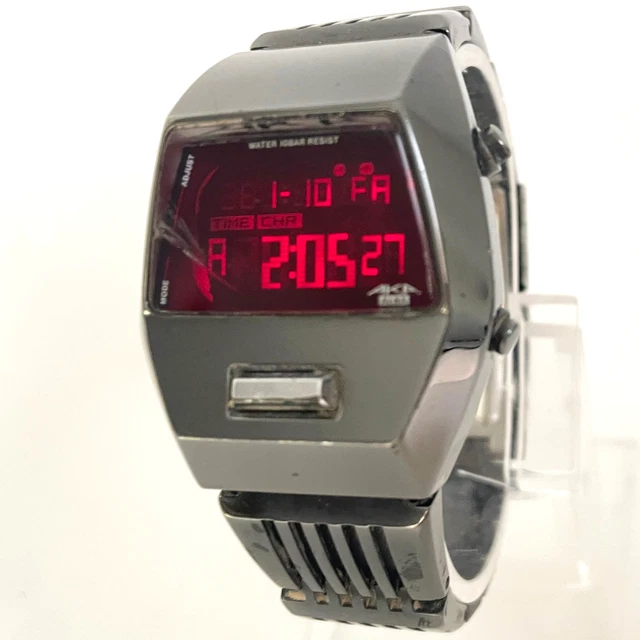SEIKO AKA W670-4000 LED Watch space chronograph black mens helmet darth ...