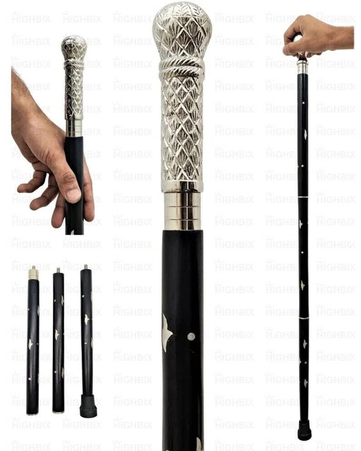 RARE STEAMPUNK BOIS Marche Bâton Laiton Pilier Modèle Tête Poignée ...