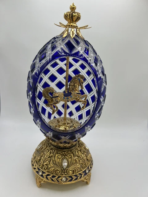 SAPPHIRE INSPIRATION CRYSTAL Carousel Egg House of Faberge Franklin ...