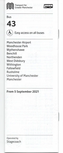TFGM BUS TIMETABLE - 43 - Airport-Northenden-Manchester - September ...