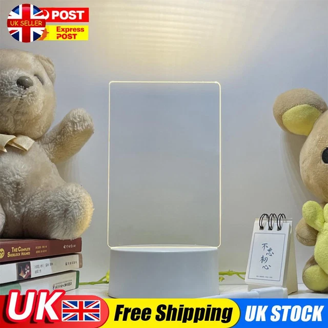 LED MESSAGE BOARD Light Rewritable Acrylic DIY Writing Lamp for Home ...