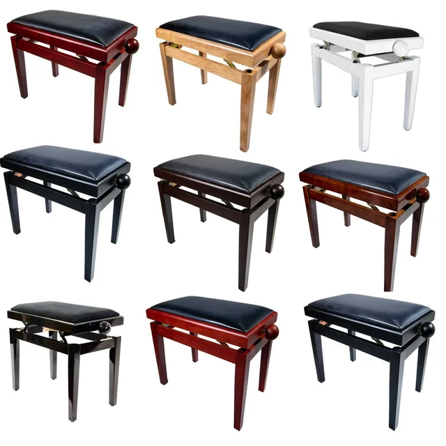 PIANO STOOL - Deluxe Height Adjustable Bench - Satin Polished - Legato ...