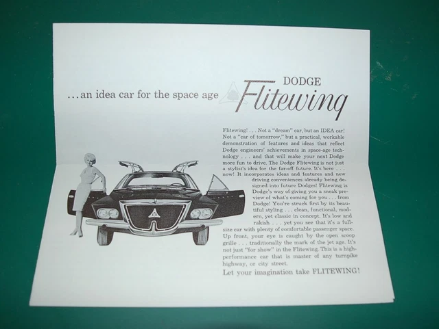 VINTAGE DODGE FLITEWING Concept Car Folder $20.00 - PicClick CA