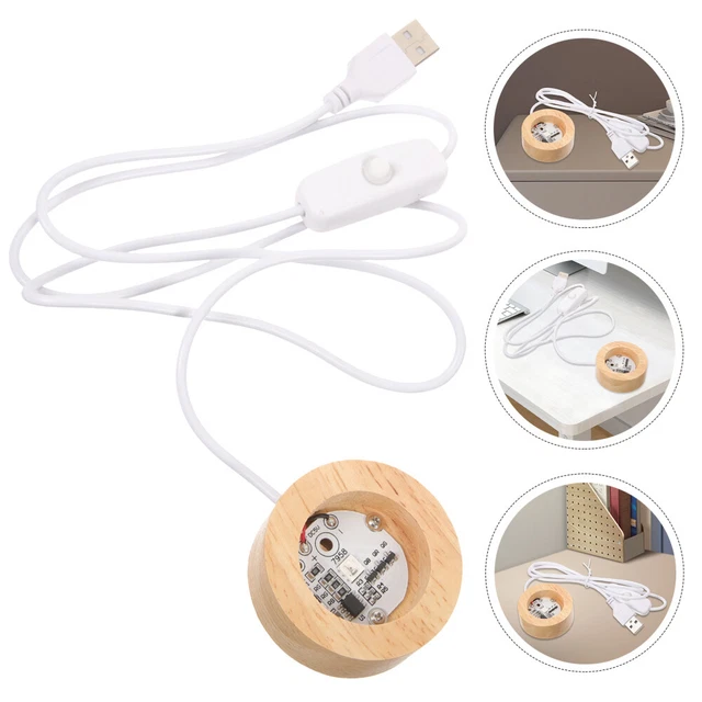 BALLS LED LIGHT Base Wooden Display Stand USB Charging Bedside Lamp £8. ...