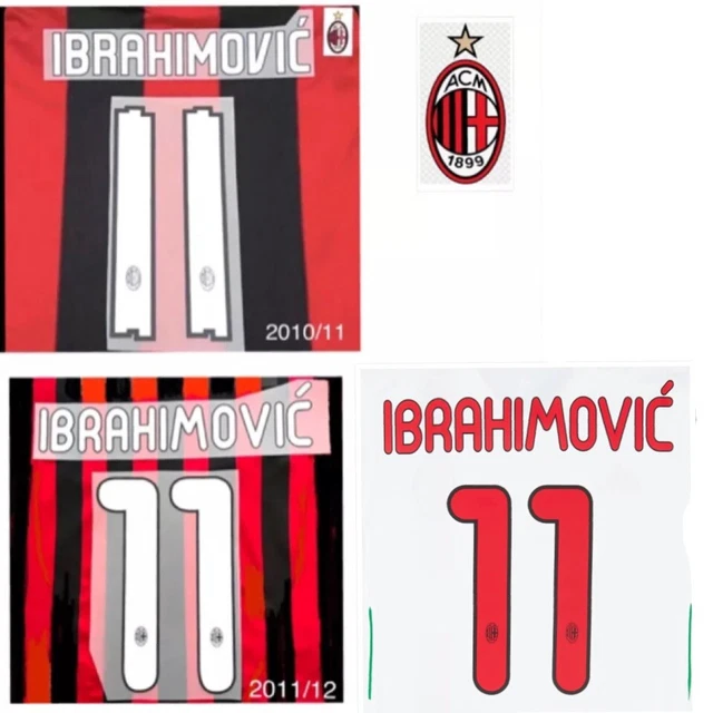 AC MILAN IBRAHIMOVIC #11 Football Home Name print and number Choose One ...