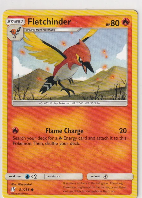 POKEMON CARTE CEINTURE De Gleichgesinnten Numéro 31/236 Fletchinder ...
