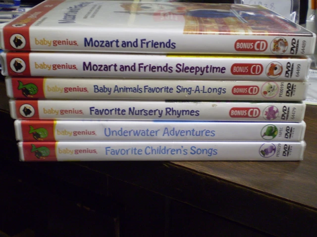 (6) CHILDREN'S BABY Genius Educational Learning DVD Lot: Mozart Animals ...