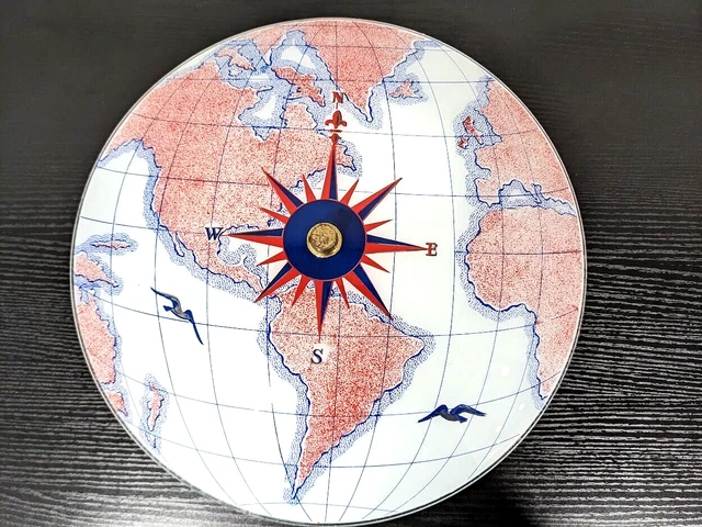 VINTAGE CEILING LIGHT Compass Map World Globe Glass Hanging Shade w ...