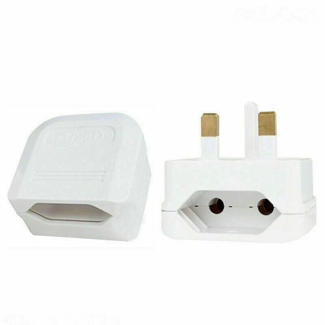 EURO 2 PIN to UK 3 Pin Converter Plug, 5A White £7.49 - PicClick UK