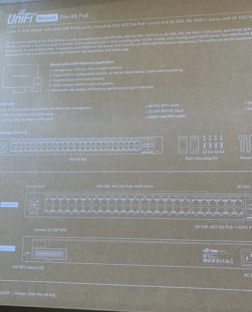 UBIQUITI NETWORKS (USW-PRO-48-POE) 48 Port Rack Mountable Switch $949. ...