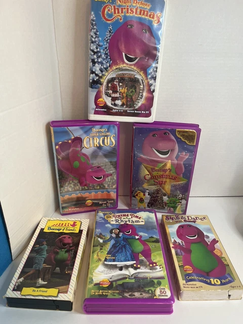BARNEY & FRIENDS Six VHS Cassette Lot Bundle 6 Christmas Circus Singing ...