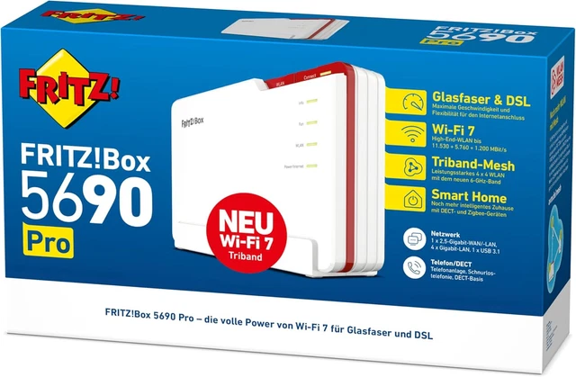 AVM FRITZBOX WLAN Router Fritz!Box 5690 Pro Glasfaser/DSL DECT WiFi 7 ...