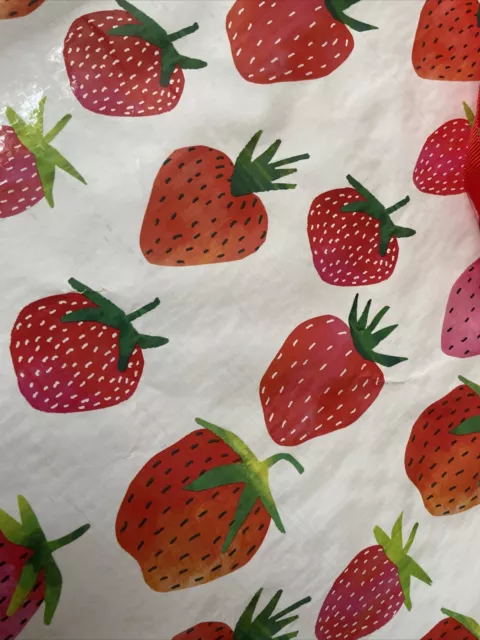 Bnwt Swirl Jute Tote Shopping Bag Strawberry Berries Limited Edition