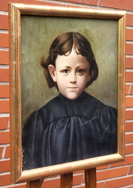 TABLEAU ANCIEN SIGNÉ Portrait Enfant Peinture huile sur toile EUR 750 ...