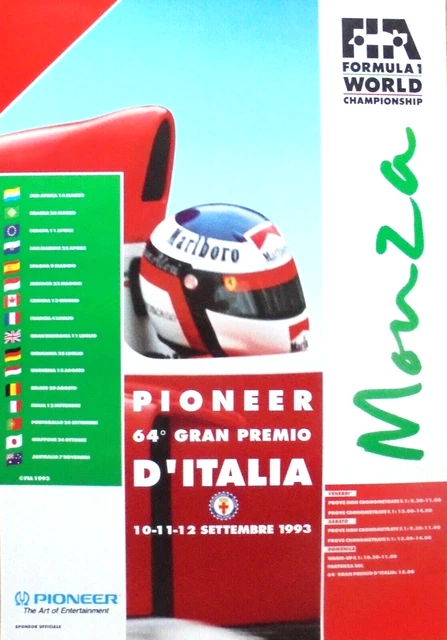 POSTER ORIGINALE FERRARI F1 Monza Gran Premio d'Italia 1993 Alesi ...
