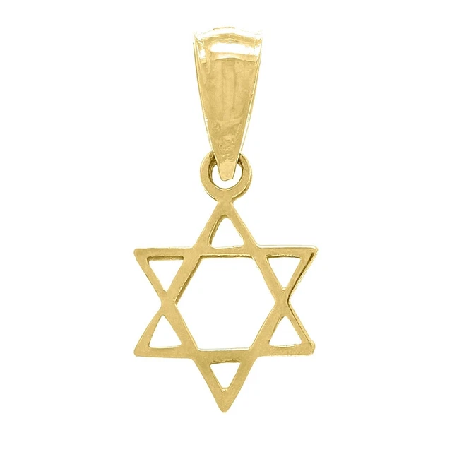 14K YELLOW GOLD Solid Small Jewish Star of David Charm Pendant 0.5 gram ...