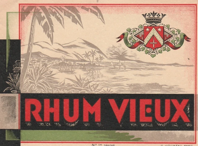 RARE ANCIENNE ÉTIQUETTE RHUM VIEUX Etiquette Specimen Ets G JOUNEAU EUR ...