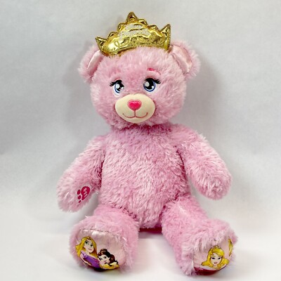 BUILD A BEAR Disney Princess Plush 18" Light up Gold Crown Pink Stuffed ...