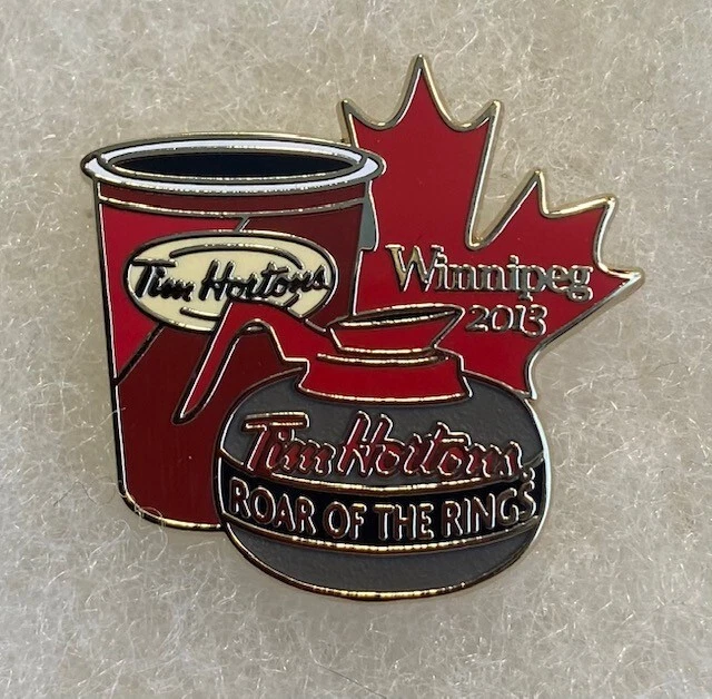 2013 WINNIPEG Tim Horton's ROAR OF THE RINGS Curling Pin Badge $10.00 ...