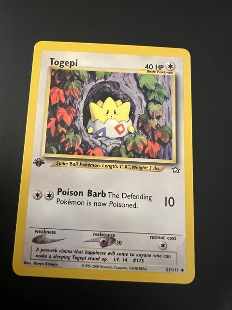 CGA 8.5 TOGEPI 1st Edition Neo Genesis 51/111 Pokemon TCG Card Graded ...