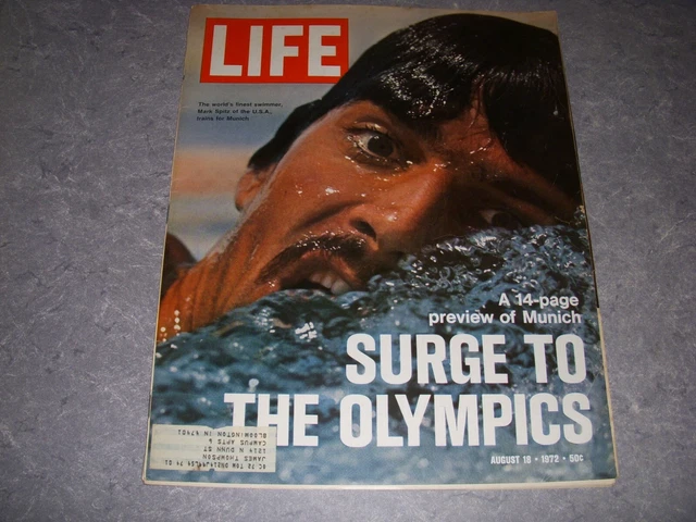 LIFE MAGAZINE, AUGUST 18, 1972, MARK SPITZ, STEVE PREFONTAINE, MUNICH ...