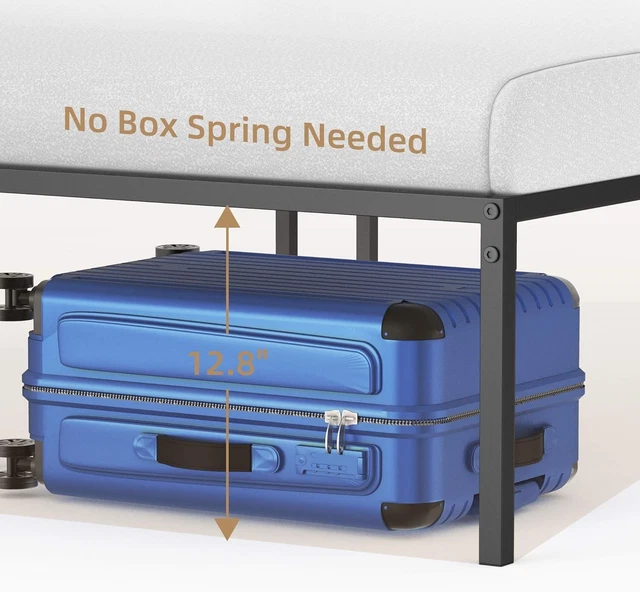 FULL DOUBLE SIZE Metal Bed Frame with Steel Slat Support No Box Spring ...