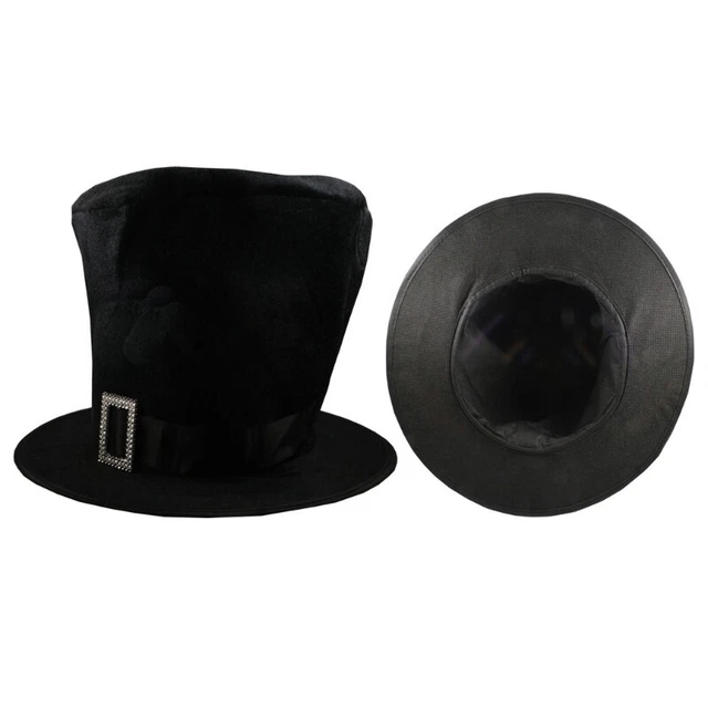 ELEGANT FLAT TOP Hat Role Play Costume Hat Stage Performances Black ...