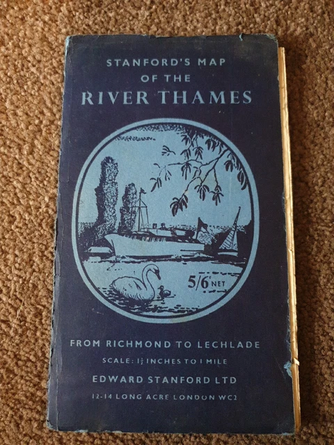 VINTAGE STANFORD'S MAP Of The River Thames From Richmond To Lechlade ...