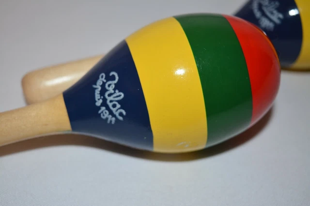 VILAC DEPUIS 1911 Wooden Maracas Red Green Blue Yellow France £13.48 ...