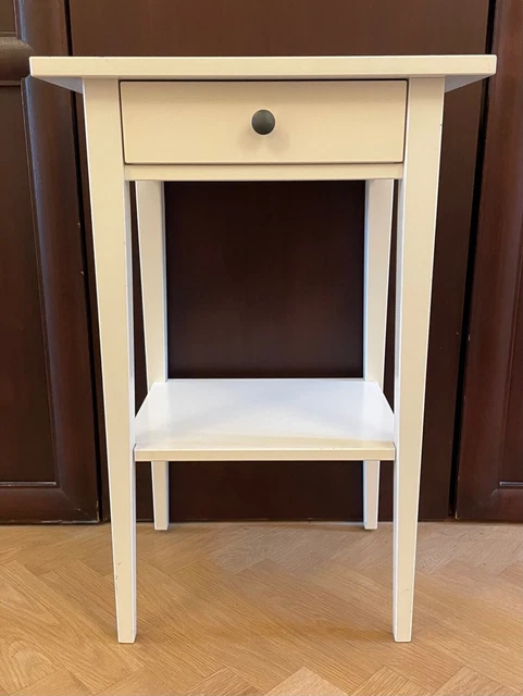 IKEA HEMNES SIDE Table with Drawer, White Solid Wood, assembled £25.00 ...