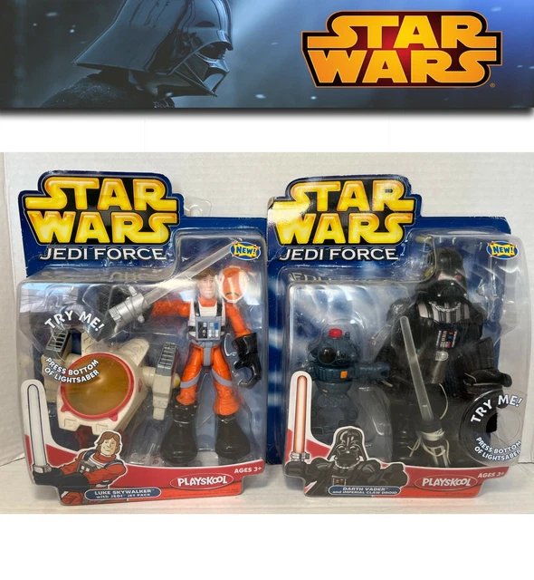 HASBRO PLAYSKOOL STAR Wars Jedi Force Darth Vader Luke Skywalker MOC ...
