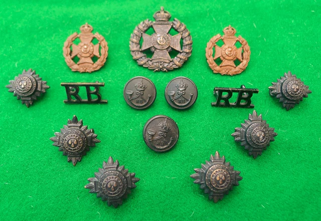 WW1 RIFLE BRIGADE Officers Hat Badge, Collar Badges, Buttons & Shoulder ...