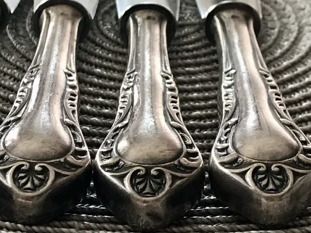 ANTIK 4X ART Déco versilbert Tafelmesser Messer Besteck Heinrich Rausch ...